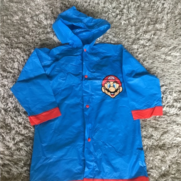 Jackets & Coats | Mario Bross Blue Hooded Raincoat With Mario Patch ...